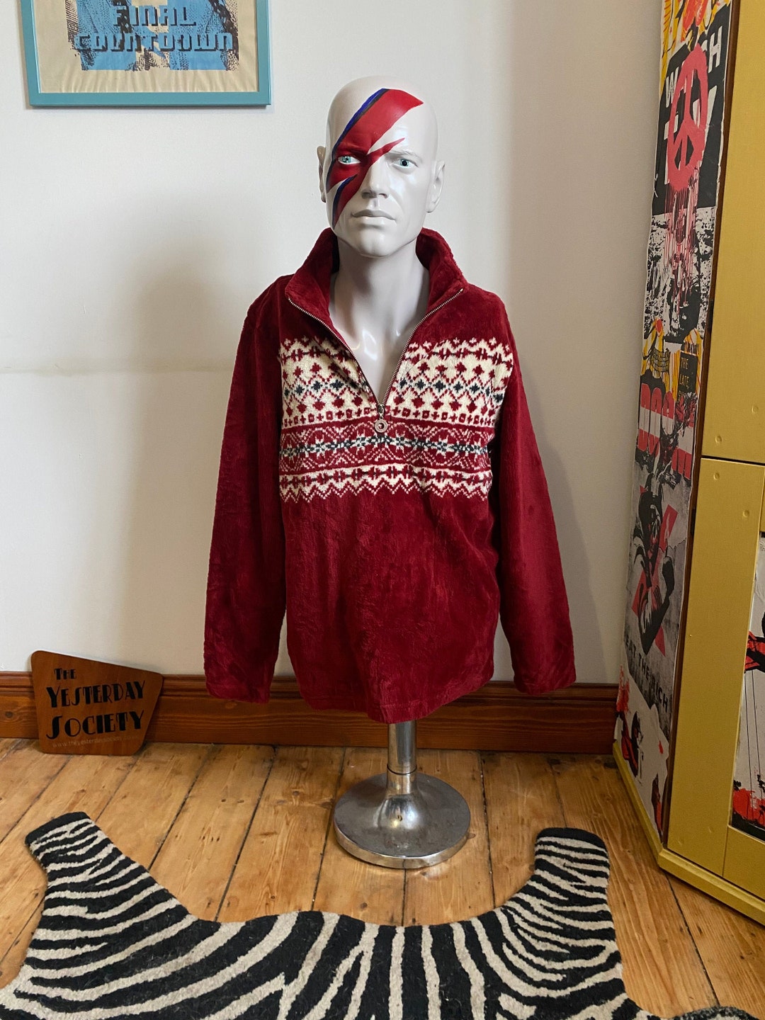 Vintage Red Fleece by B C Clothing in a Pullover Style With White ...