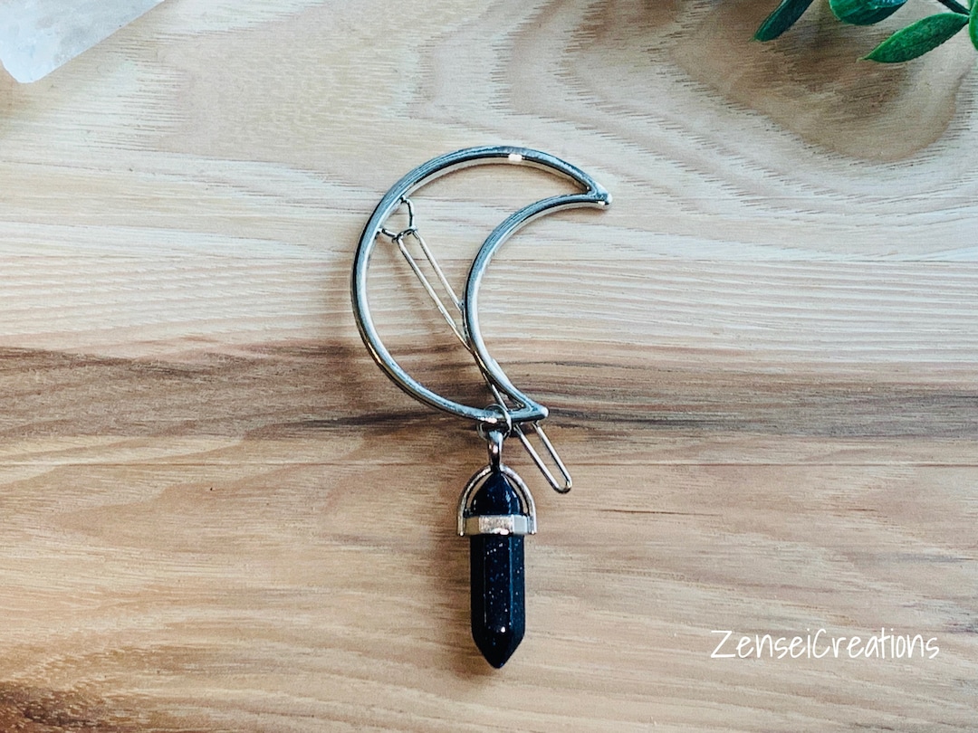 SILVER Crescent Moon Hair Clip With Gemstone, Moon Accessories, Moon ...