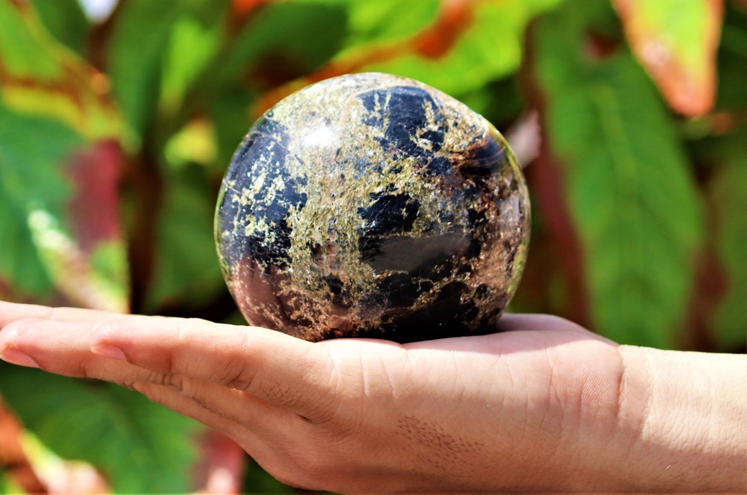 85MM Black Biotite Crystal Sphere Energy-boosting Healing Meditation ...