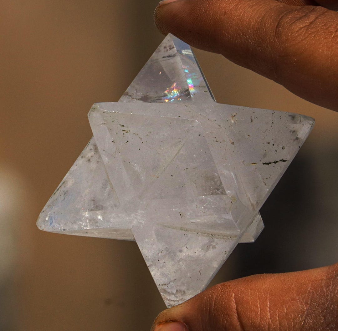 55MM Clear Quartz Crystal Merkabah Natural Healing Star Reiki Energy ...
