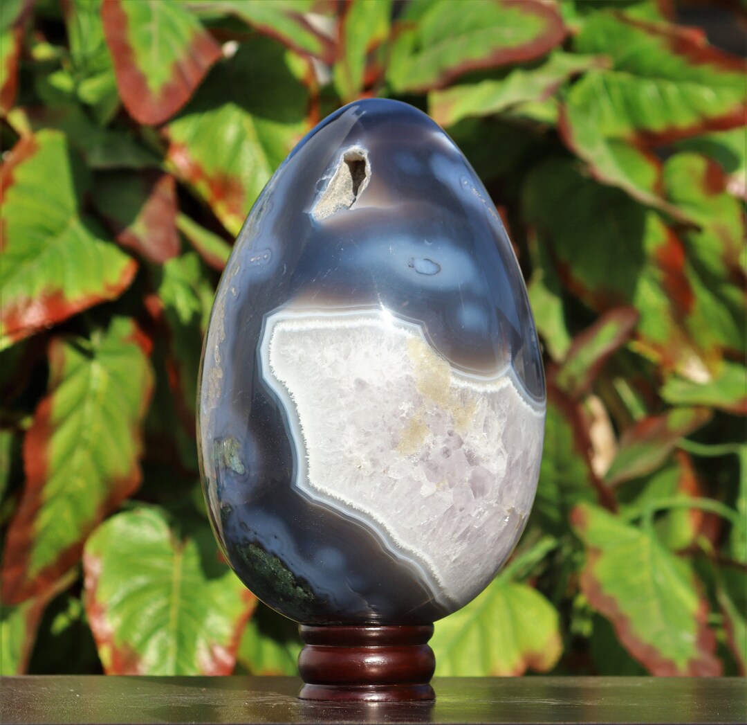 225MM Blue Lace Agate Egg Fregmented Membrane Agate Egg Energy Chakra ...