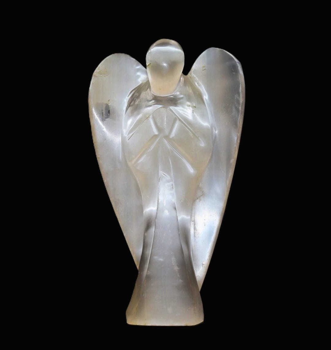 Selenite Crystal Angel Figurine: Chakra Balancing, Spiritual Decor ...
