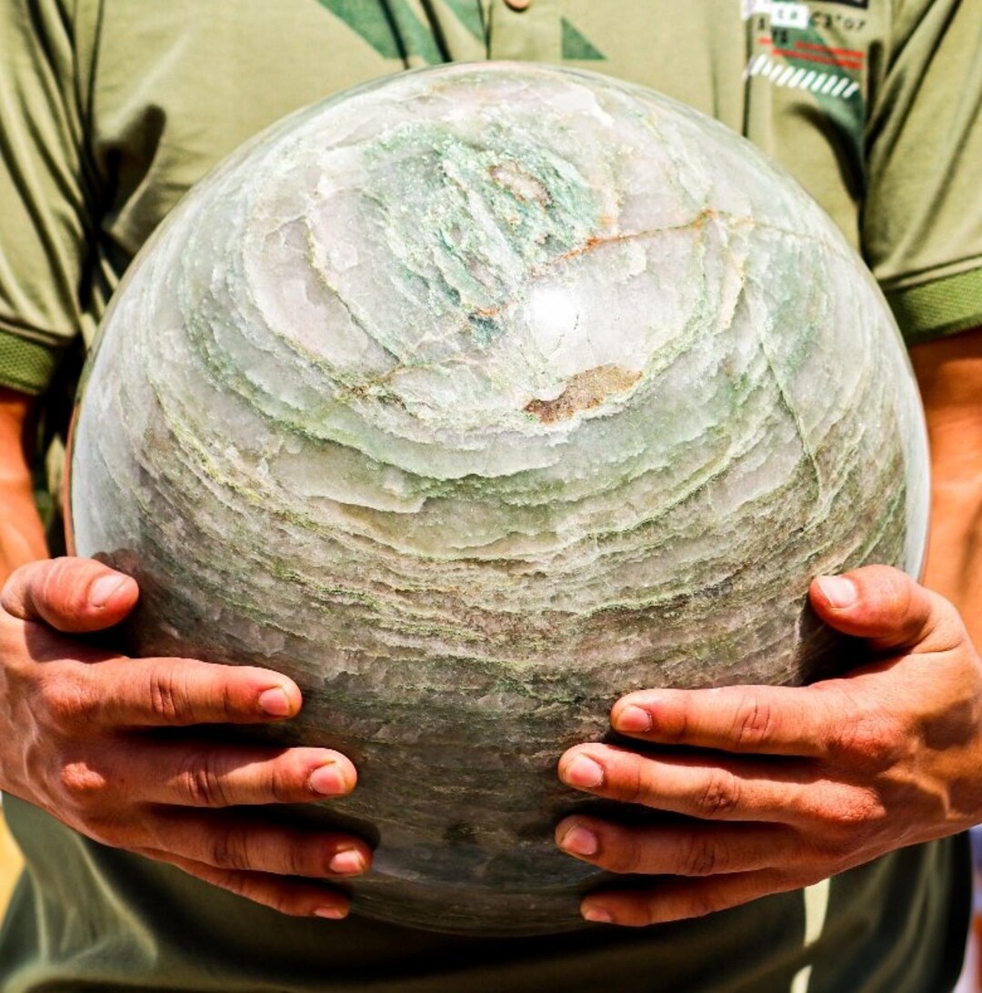 280MM Green Burmese Jade Sphere: Spiritual Healing Crystal Ball - Etsy