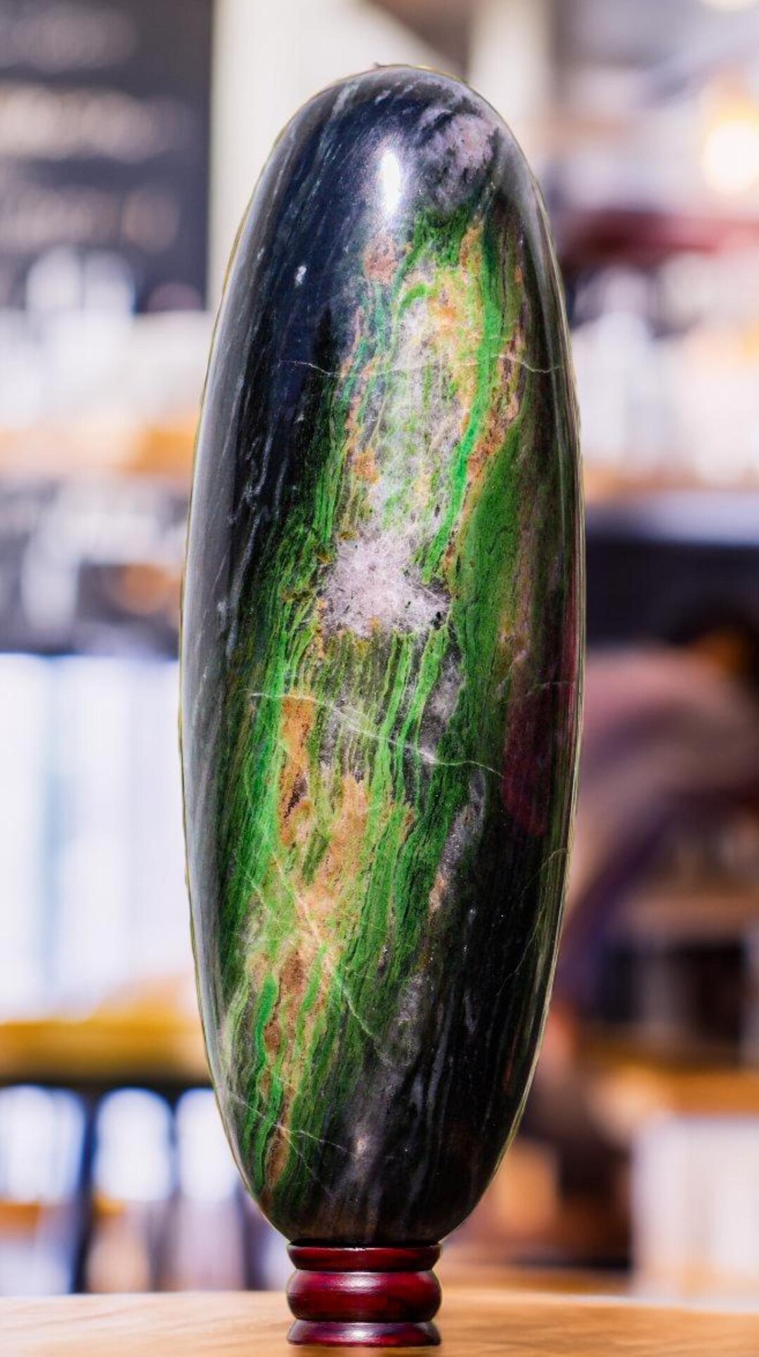 420MM Green Nephrite Jade Lingam Healing Aura Alignment Energy ...