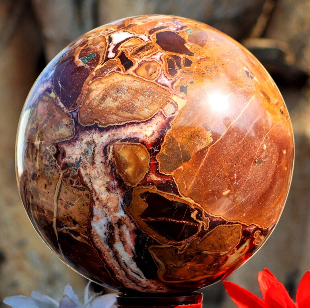 250mm Brecciated Jasper Sphere Natural Healing Crystal Bold Earthy ...