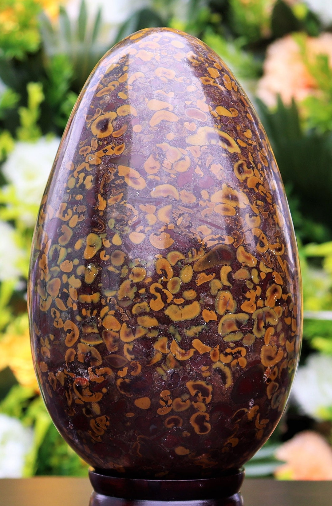 Agatized Coral Jasper Gemstone Egg: Brown Healing Stone, Yoga Decor ...