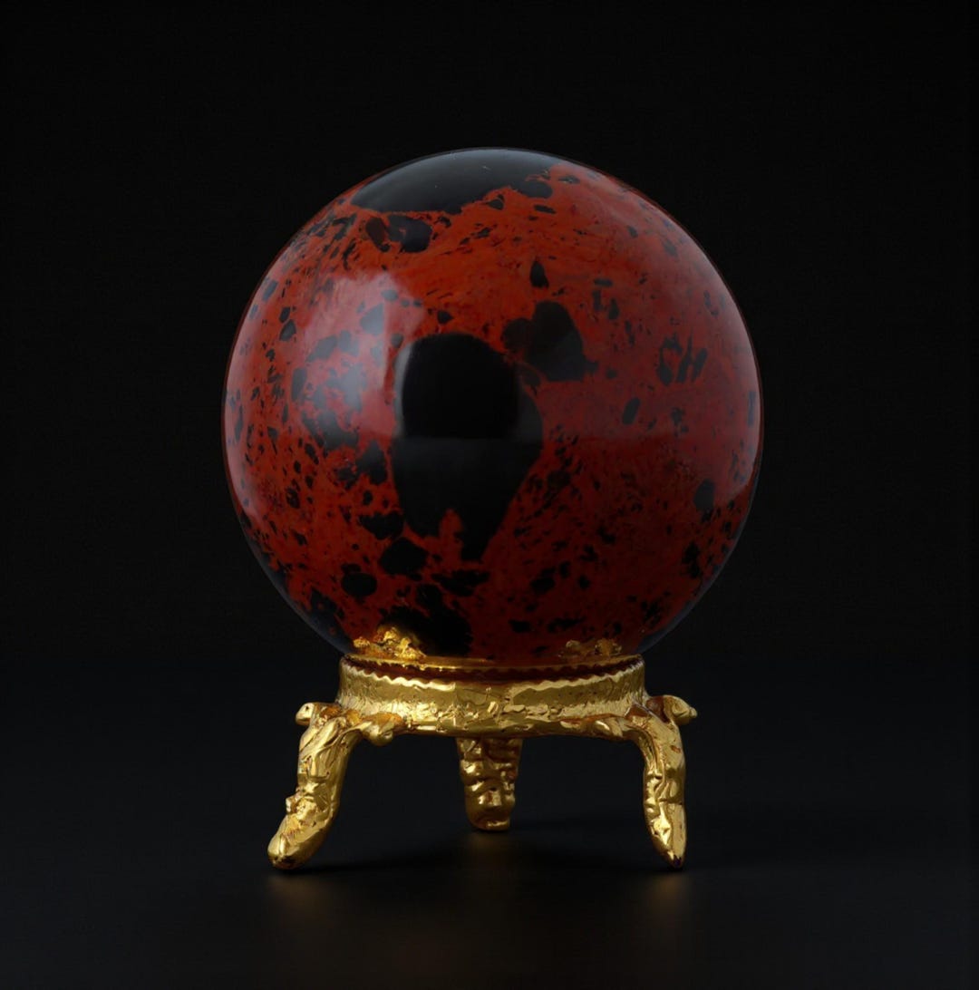 50MM Red Obsidian Sphere: Mahogany Jasper Healing Crystal Home Decor - Etsy