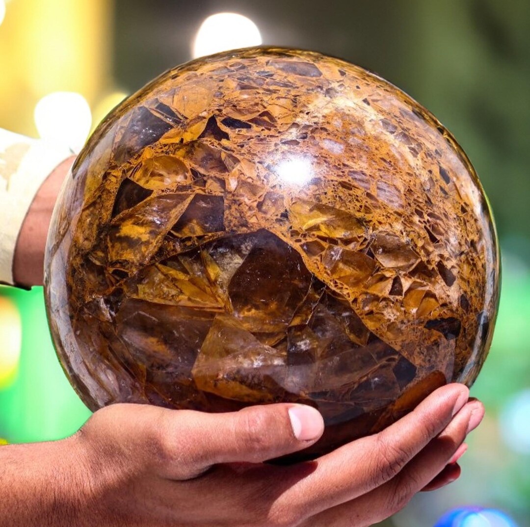 190MM Orange Citrine Quartz Sphere Reiki Charged Chakra Balancer ...