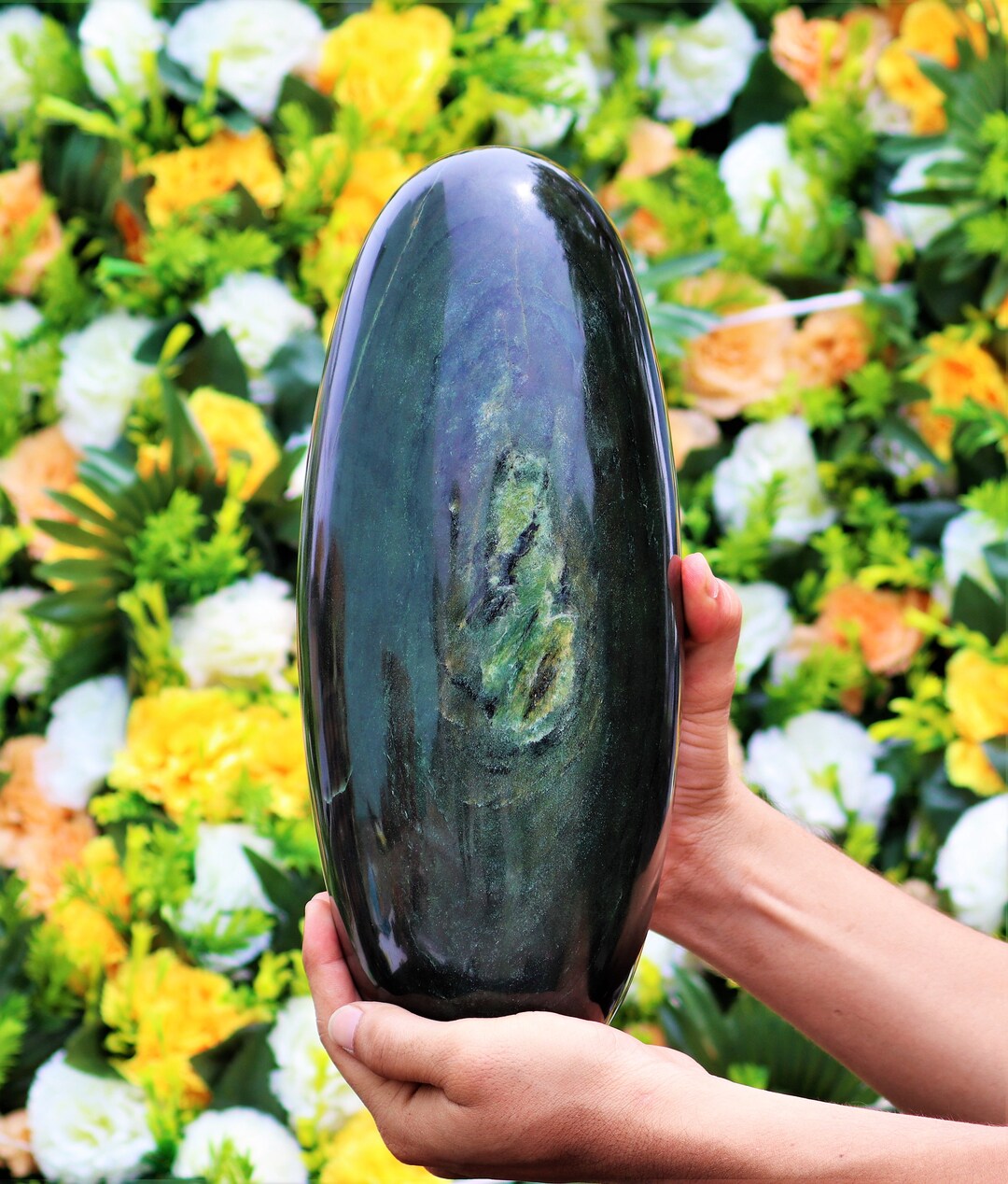 Chakra Healing Green Vivianite Crystal 300MM Spiritual Lingam Gemstone ...