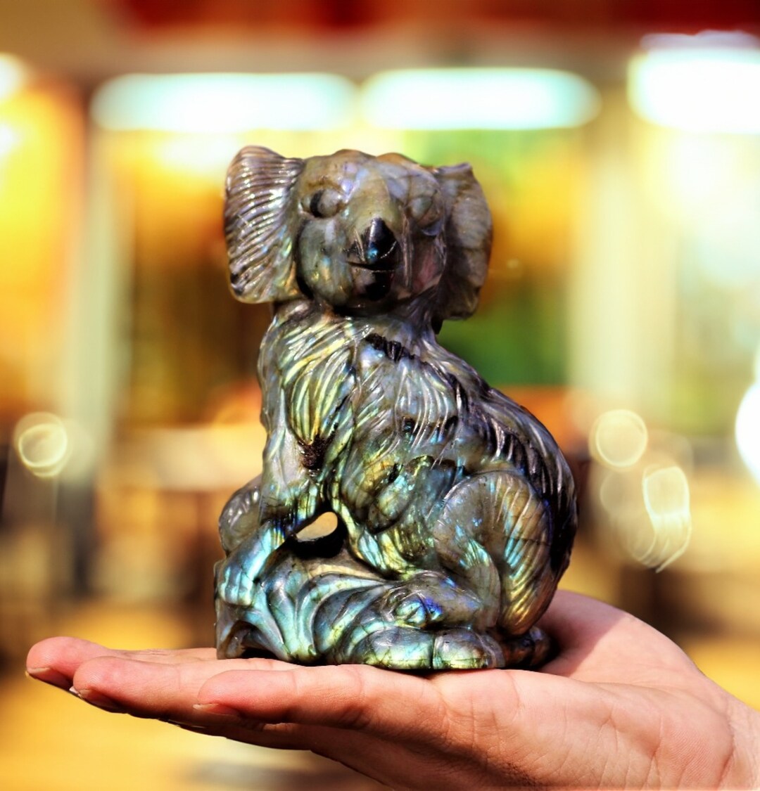 Spectrolite Crystal Koala Bear - Handcrafted 135mm Labradorite Stone ...