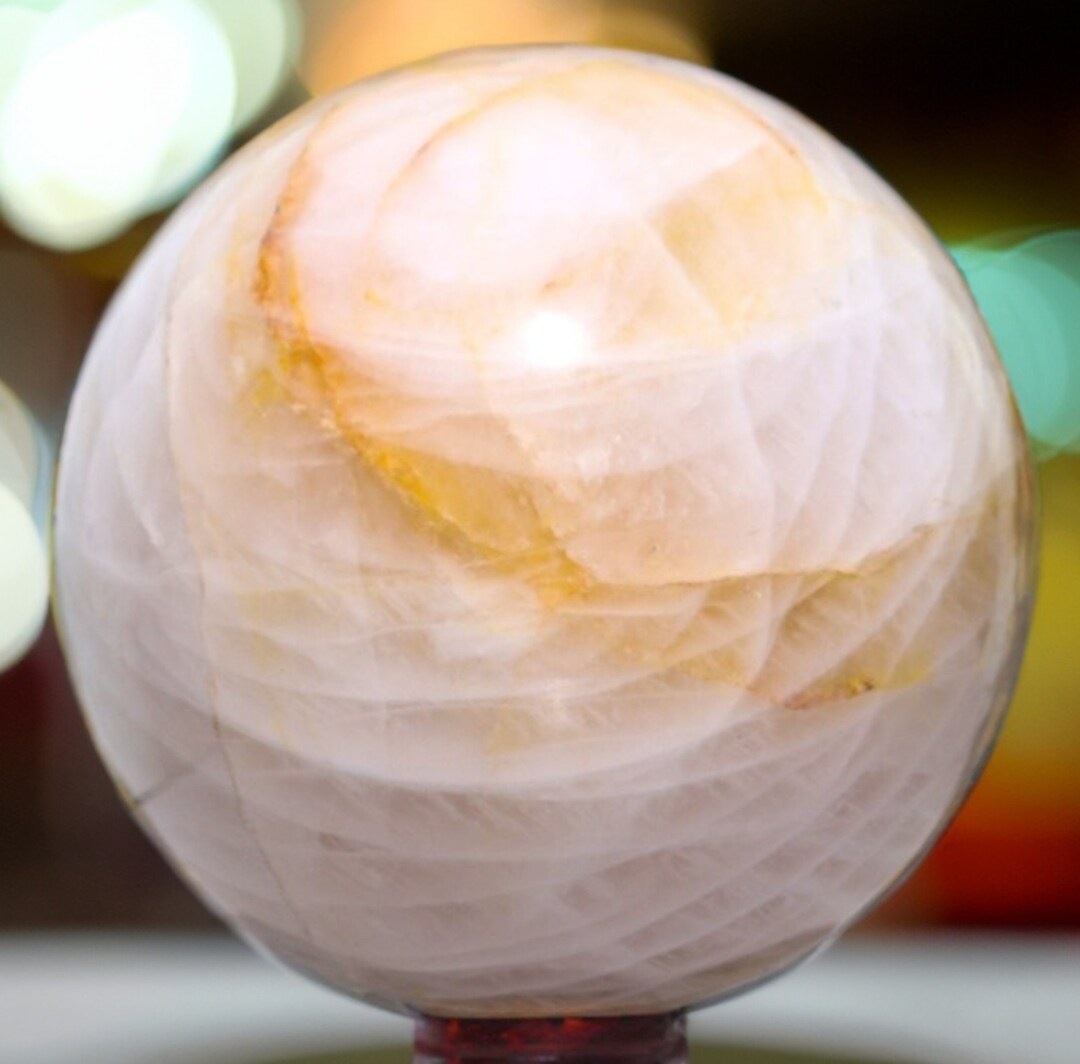 235MM White Petalite Quartz Sphere Natural Healing Stone Reiki Charged ...