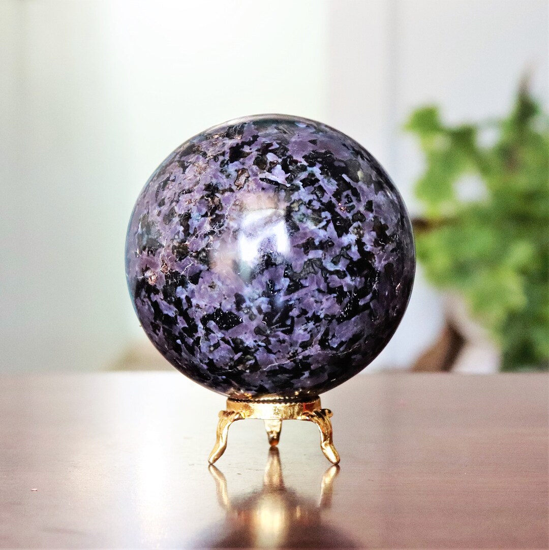 Indigo Gabbro Merlinite Crystal Sphere 90MM Energy Booster Anxiety ...