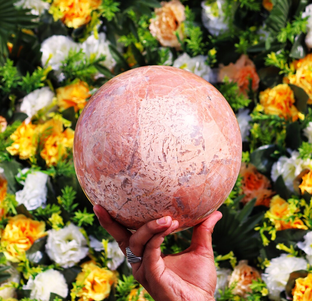 195MM Pink Rosophia Healing Crystal Ball Natural Gemstone Sphere for ...