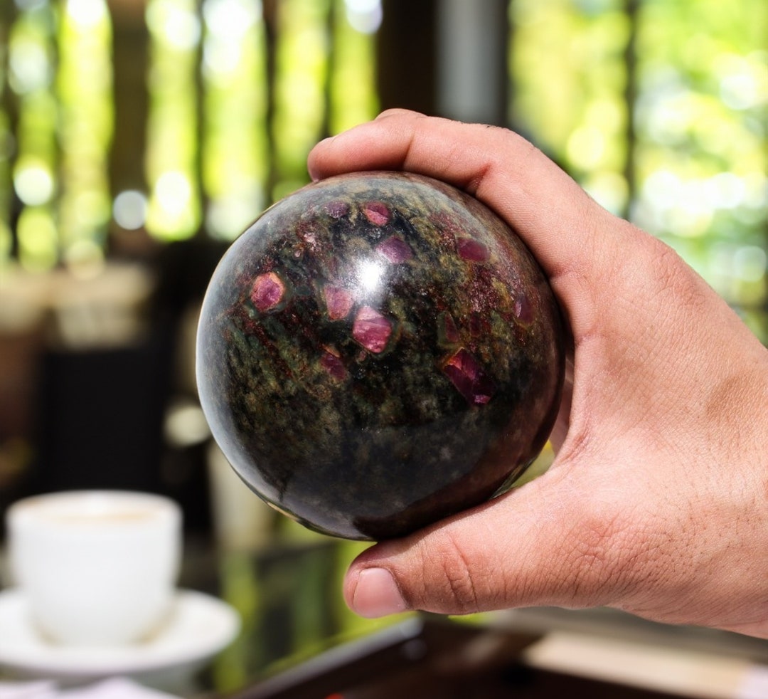 Pink Ruby Matrix Crystal Gemstone Sphere 80MM Natural Healing Power ...