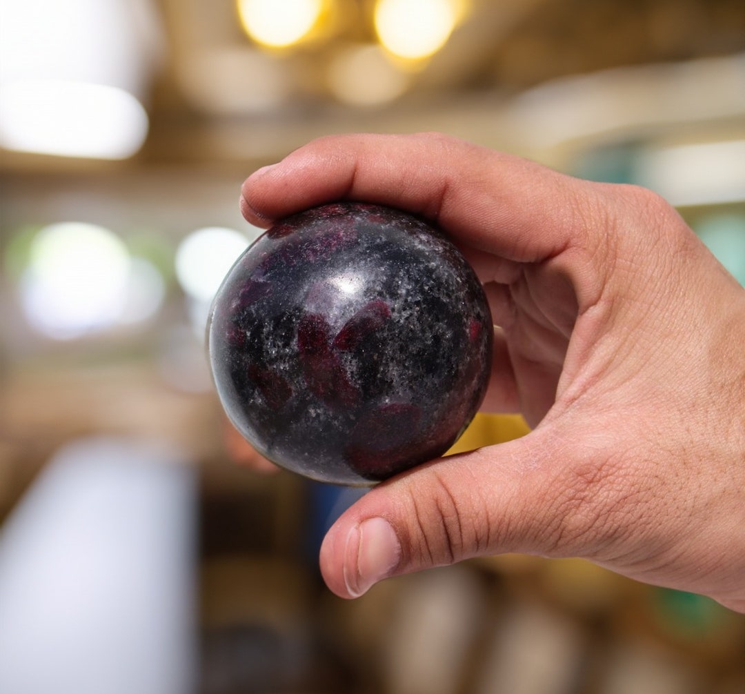 60MM Pink Ruby in Matrix Sphere Metaphysical Stone Crystal Meditation ...