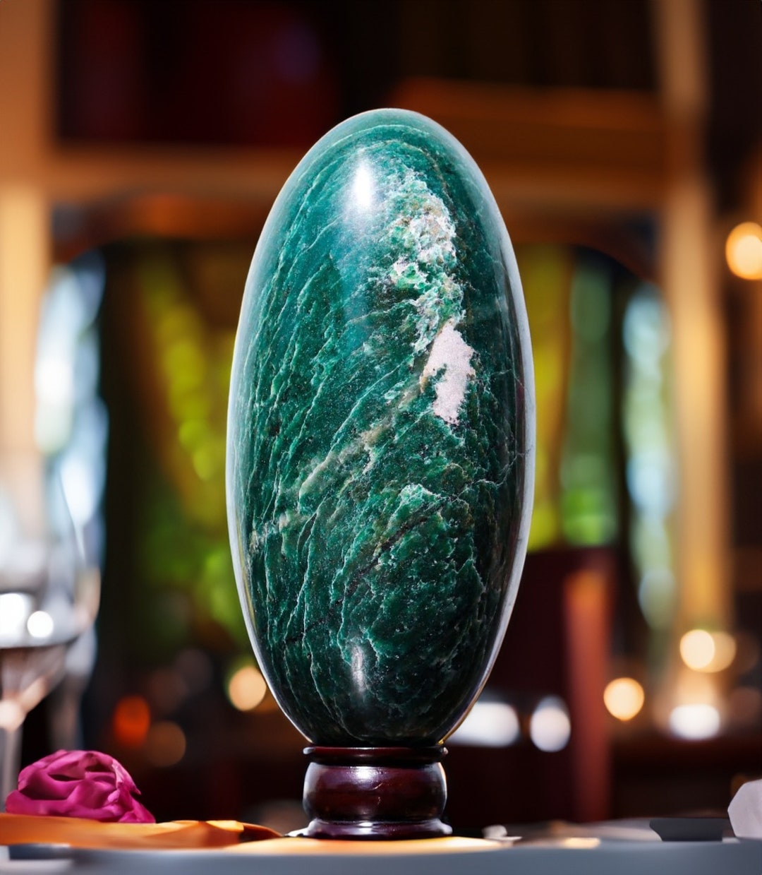 Energy Boosting Large Jade Crystal Lingam 250MM Grey Green Gemstone for ...