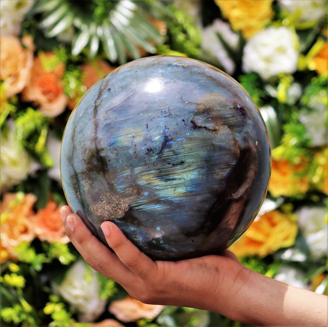 Labradorite Crystal Flashy Sphere 180MM Red Rainbow Healing Gemstone ...