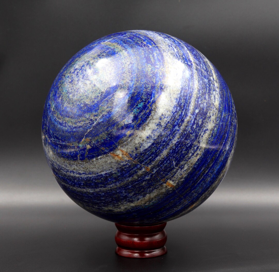 200MM Blue Lapis Lazuli Crystal Sphere Gold Pyrite Reiki Charged Energy ...