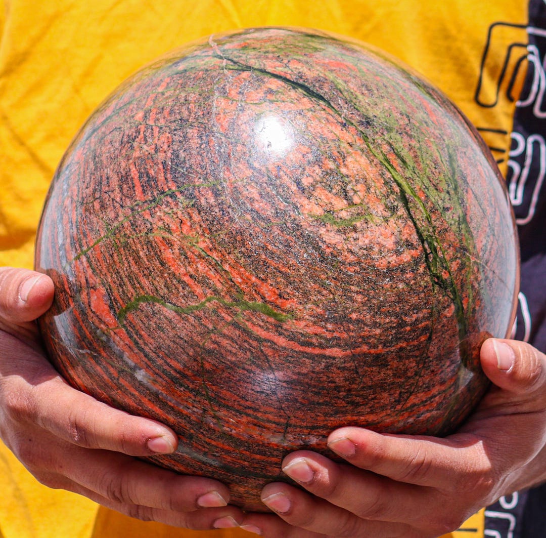 215MM Green Unakite Sphere Chakra Balancing Energy Stone Meditation ...