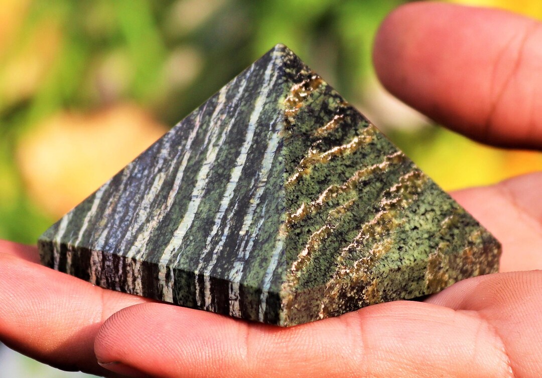 Green Zebra Jasper Pyramid: Chakra Balancing Gemstone Decor (50MM) - Etsy