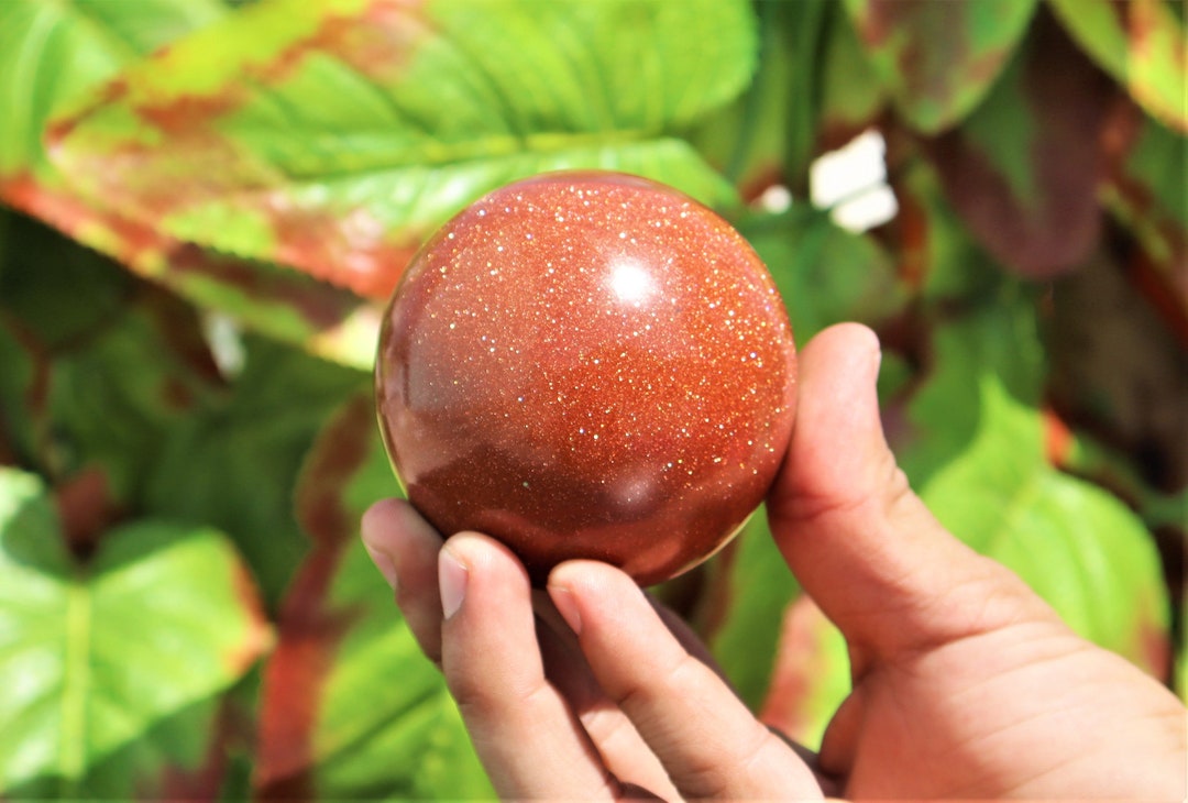 Red Goldstone Sphere 60MM Sparkling Meditation Ball Aura Healing ...