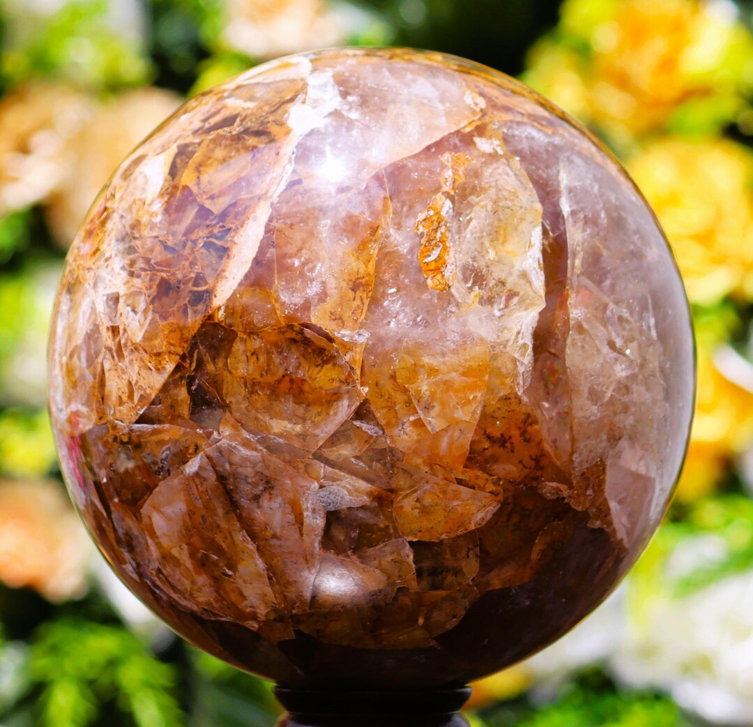 165MM Orange Citrine Quartz Sphere Reiki Charged Chakra Balancer ...