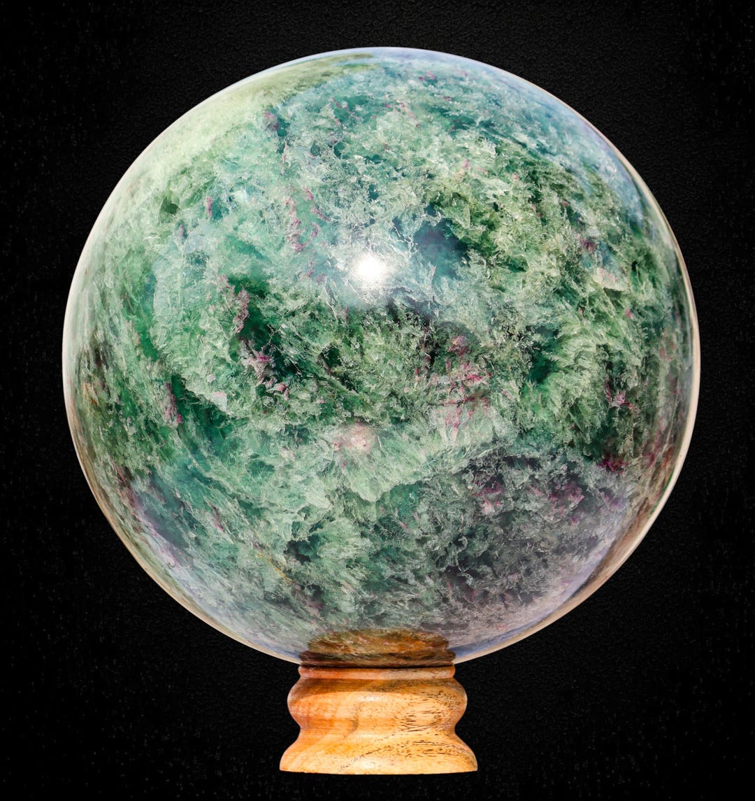 Large Green & Blue Fluorite Quartz Sphere: Chakra Balancing Crystal ...