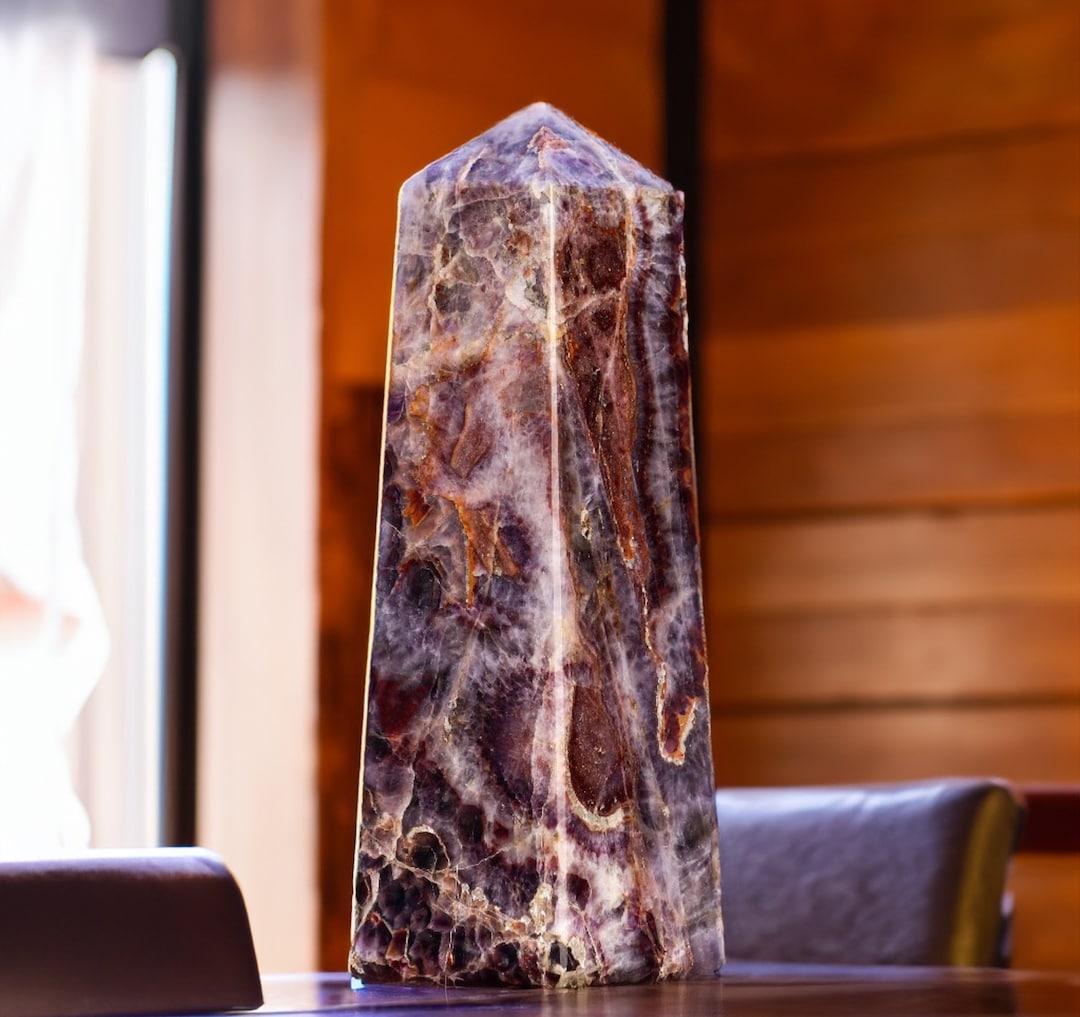 350MM Auralite 23 Obelisk Chakra Balance Crystal 4 Faceted Tower Blue ...