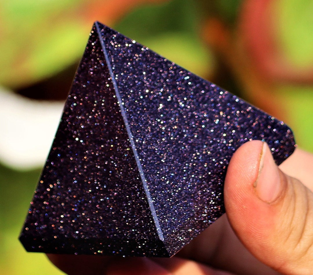 50MM Blue Goldstone Pyramid Crystal Healing Chakra Balancing Gemstone ...