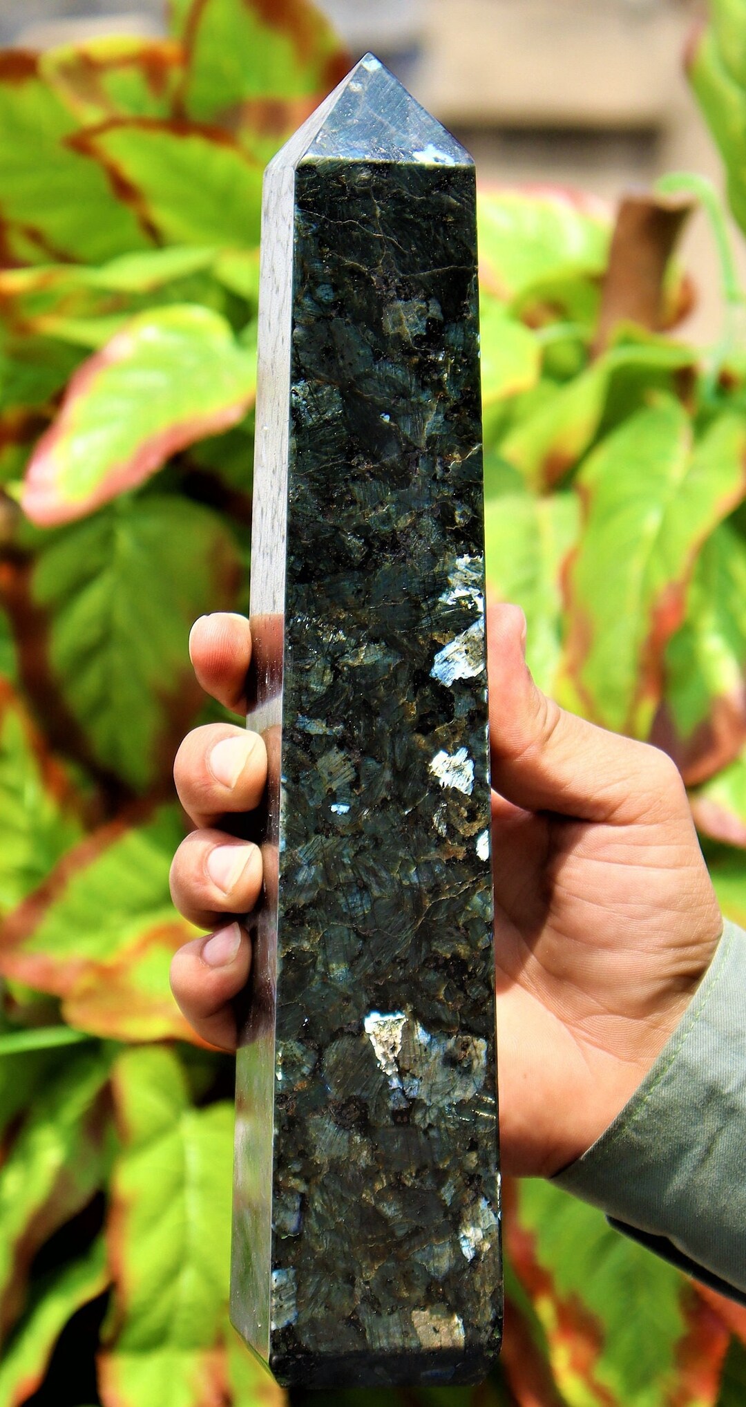 Larvikite Obelisk: Blue Pearl Crystal Tower, Chakra Healing (280MM) - Etsy