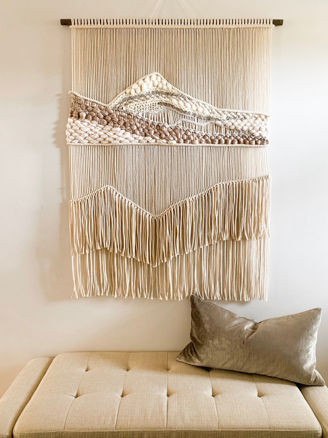Winter Mountain Macrame Wall Hanging: Neutral Boho Decor (3 Ft X 4 Ft ...