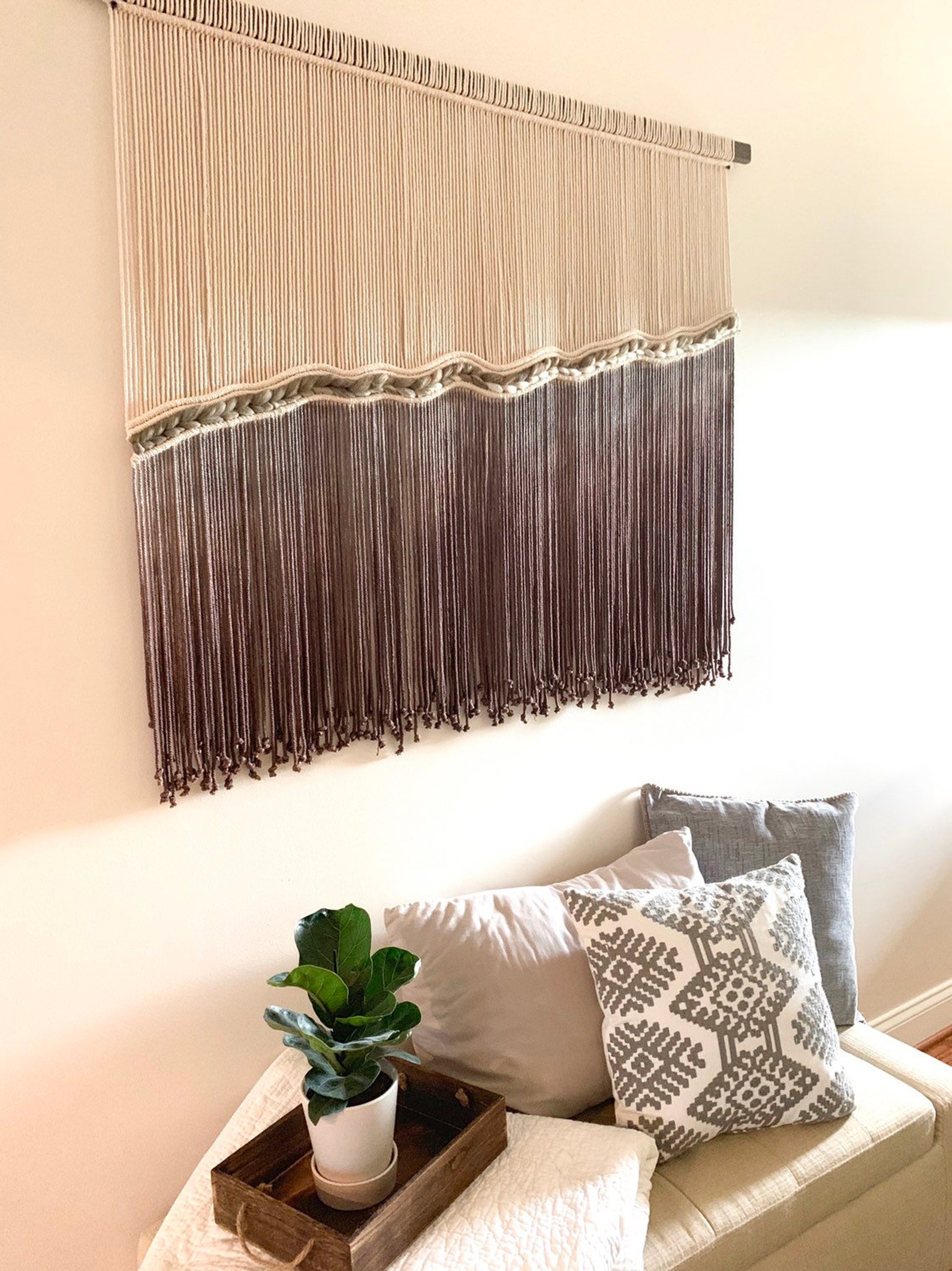 Summit Large Contemporary Macrame Wall Hanging Neutral Wall - Etsy
