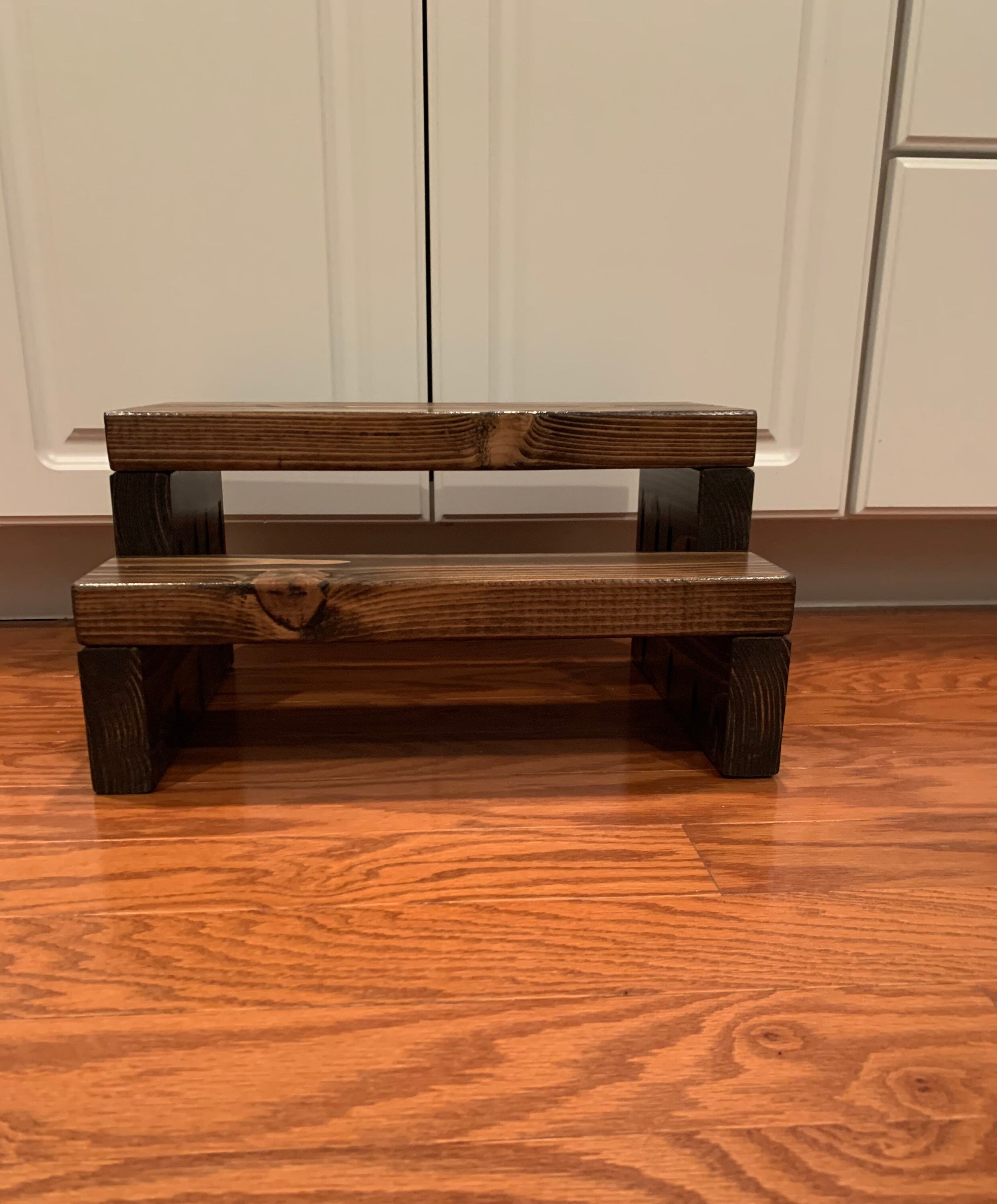 Handmade Rustic Wood Step Stool: Dark Walnut Finish - Etsy