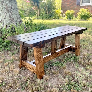 Handmade Rustic Wood Bench: Farmhouse Style, Solid Wood - Etsy