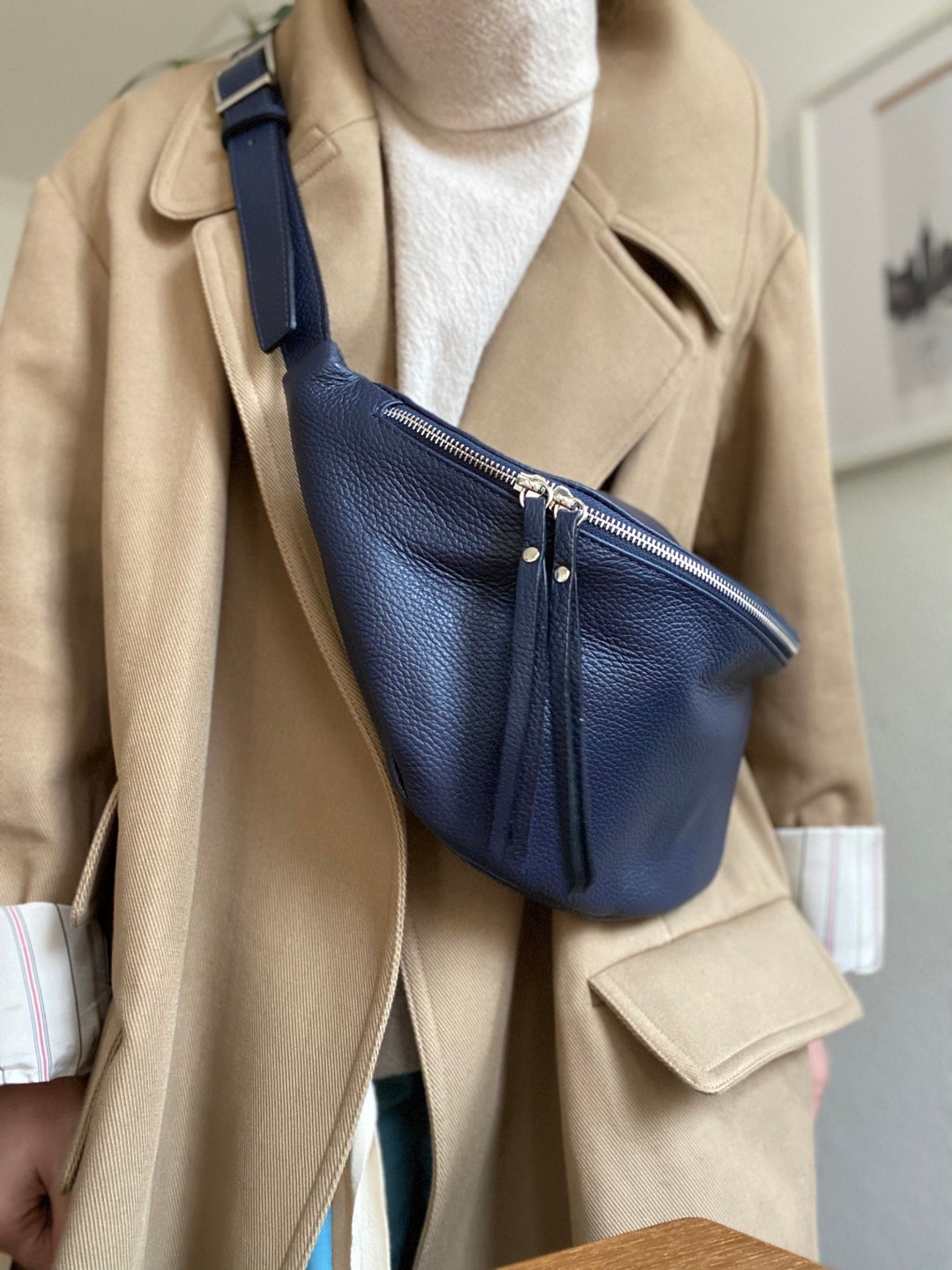 IDA Sling Bag L Shoulder Bag Large Body Bag Large Body Bag Leather Bag ...