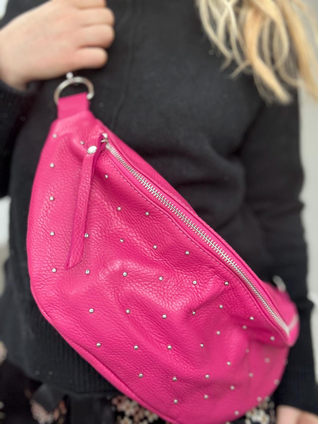 IDA L Shoulder Bag Leather Bag Large Bodysuit Large Bodysuit Bag Pink ...