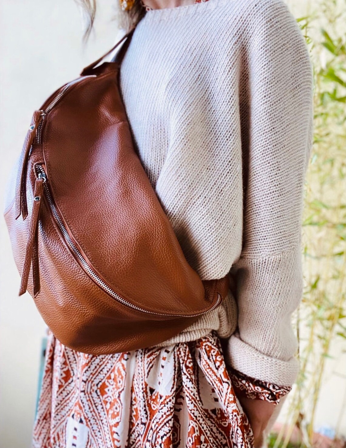 IDA XXL Extra Personalized Large Leather Bum Bag Shoulder Bag Large ...