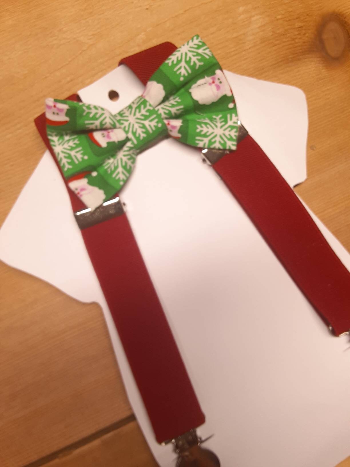 Santa Suspender Set Santa Green Suspenders Clip on Bow Clip - Etsy