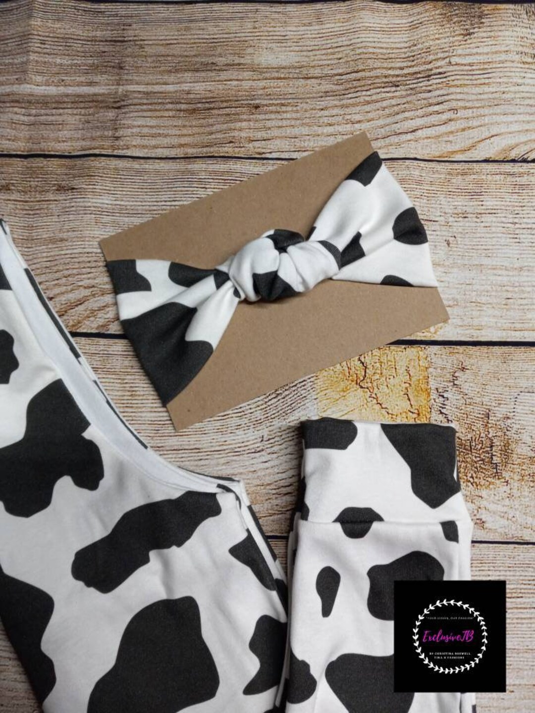Organic Knit Cow Print Headband: Baby Toddler Knot Headpiece - Etsy