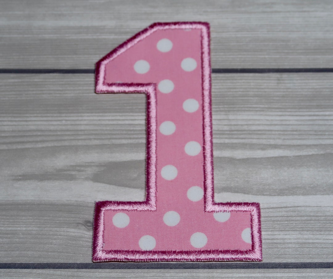 Pink and White Polka Dot Number Patch, Easy Iron on Numbers, Jacket ...