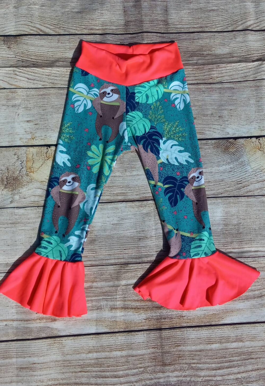 Sloth Bell Bottom Leggings: Knit Fabric, Yoga Waistband - Etsy