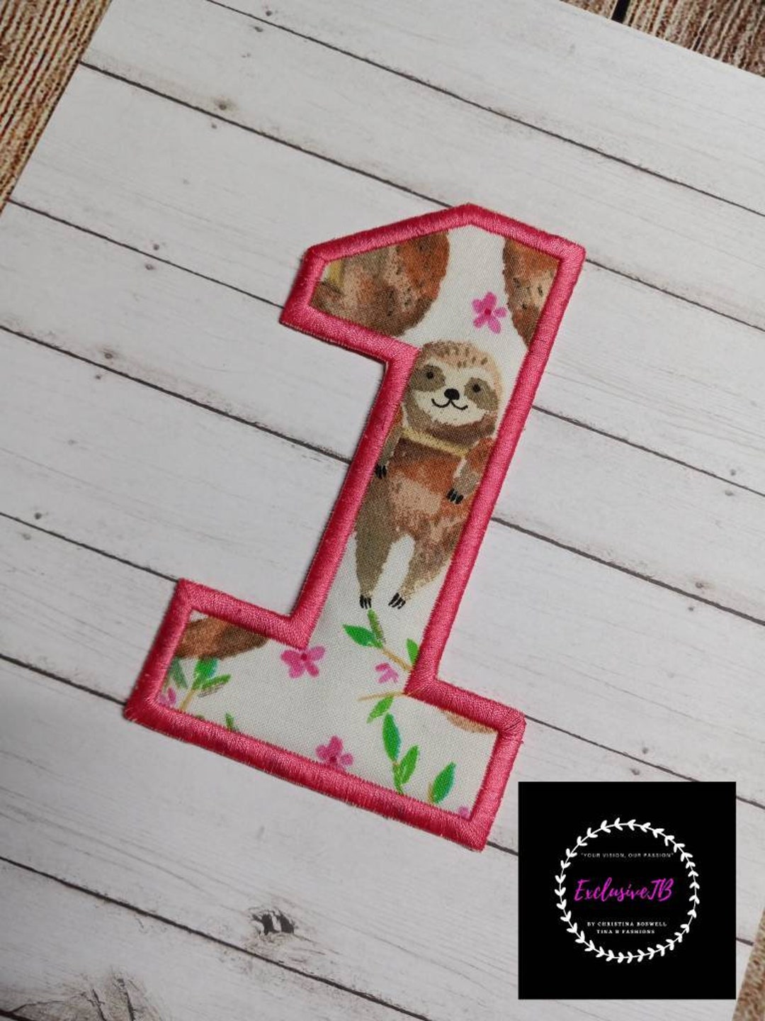 Iron on Number Patch, Iron on Sloth Patch, Iron on Sloth Birthday ...