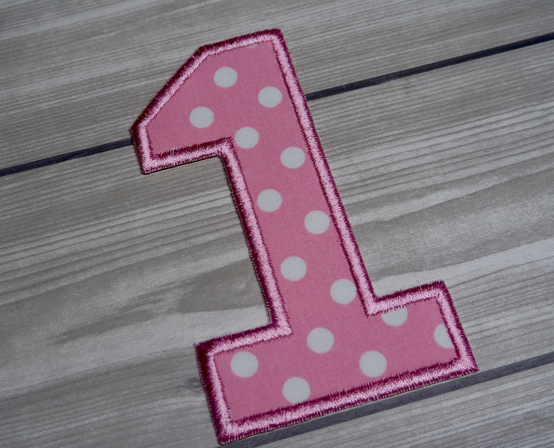 Pink and White Polka Dot Number Patch Easy Iron on Numbers - Etsy