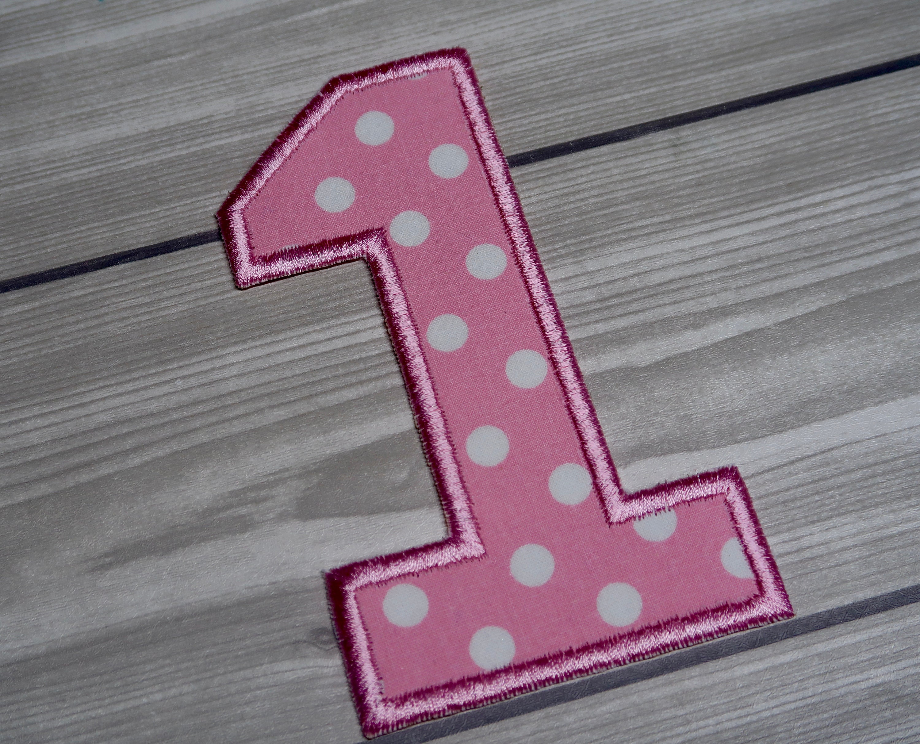 Pink and White Polka Dot Number Patch Easy Iron on Numbers - Etsy