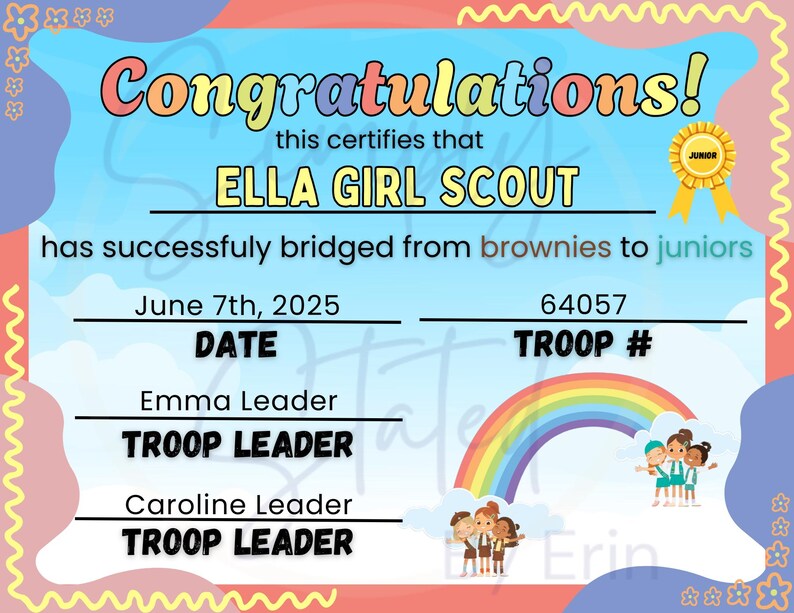 Girl Scout Bridging Certificates: Customizable Daisies, Brownies ...