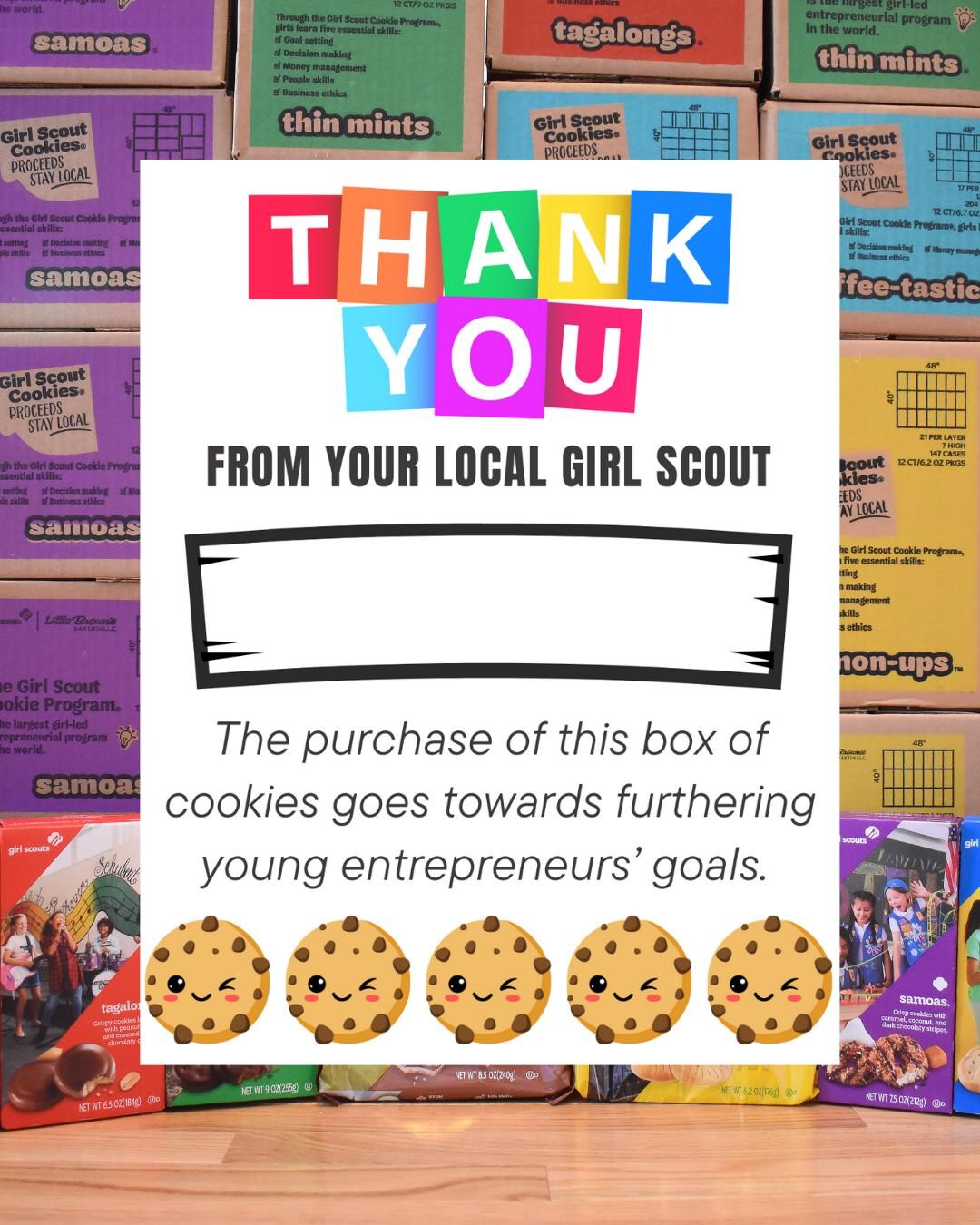 Girl Scout Cookie Thank You Card: Fill-in Gift Tag (digital Download ...