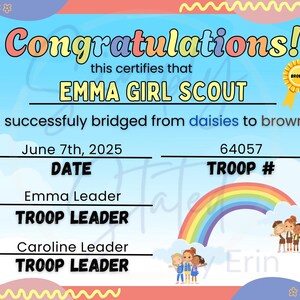Girl Scout Bridging Certificates: Customizable Daisies, Brownies ...