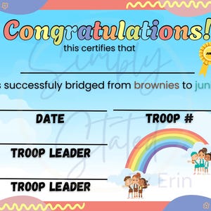 Girl Scout Bridging Certificate: Brownie to Junior + Ceremony Guide ...