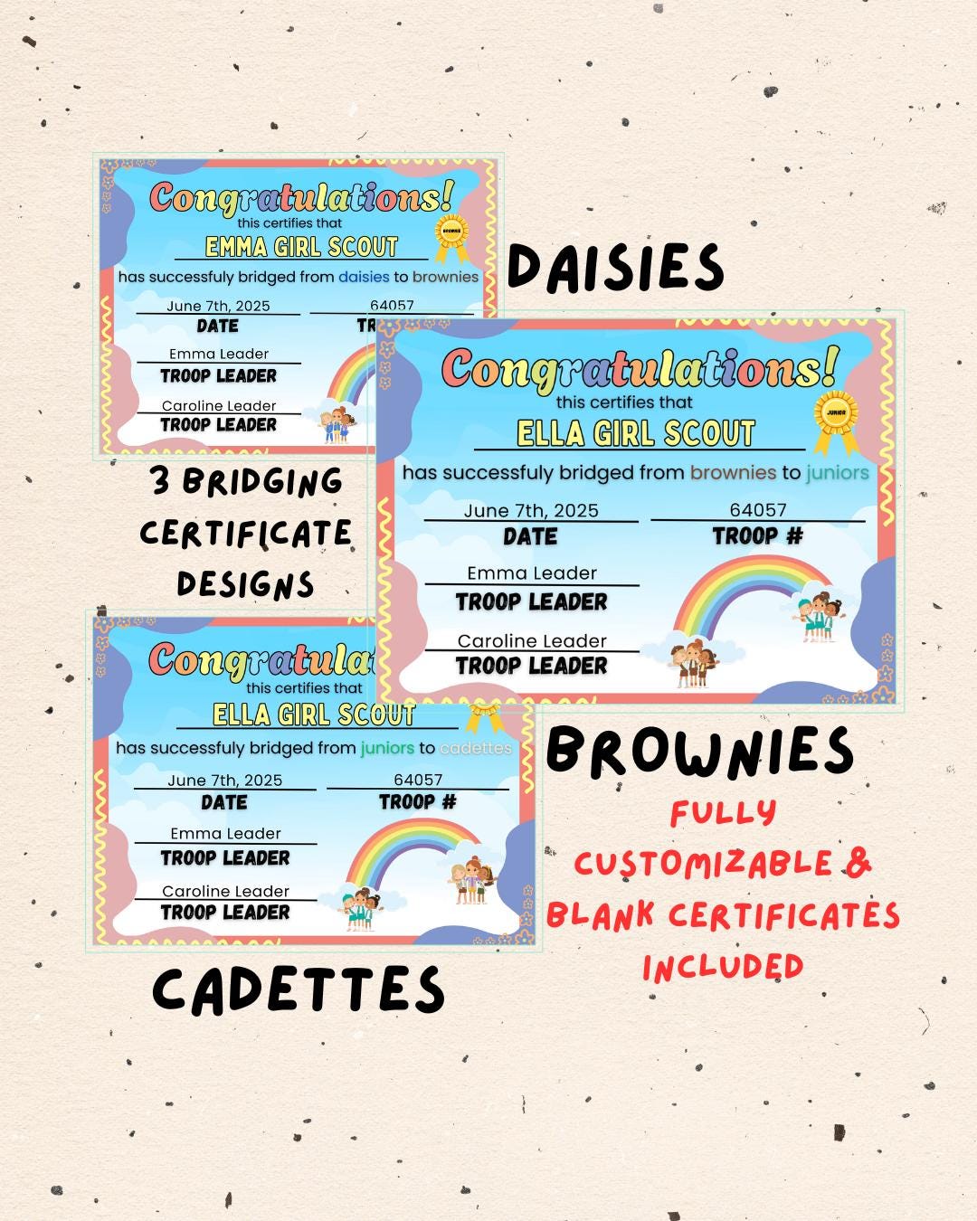 Girl Scout Bridging Certificates: Customizable Daisies, Brownies ...