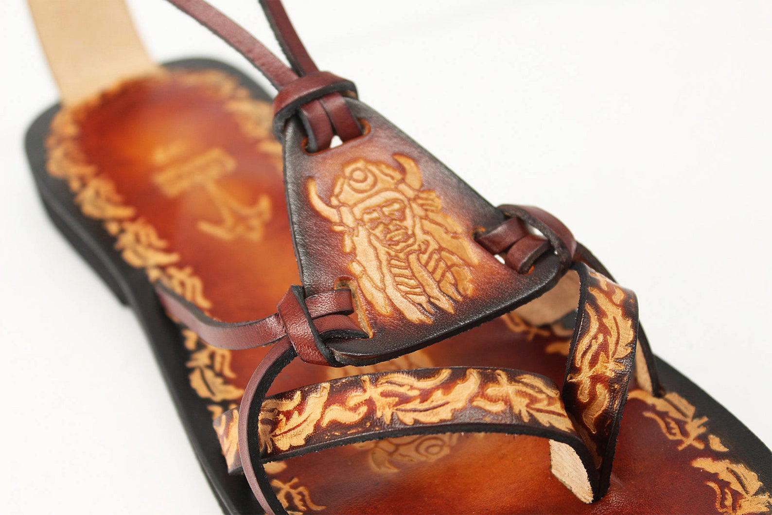 Calpas Handmade/ Handpainted Hippie Boho Sandals/ Burnished Leather ...